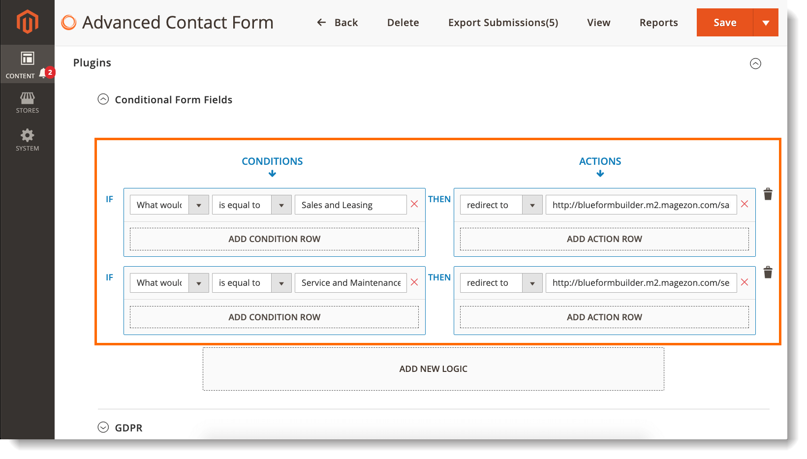 Smart Conditional Logic | Magento 2 Blue Form Builder | Magezon
