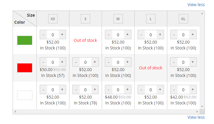 Magento2 Configurable Product Matrix Extension Magezon